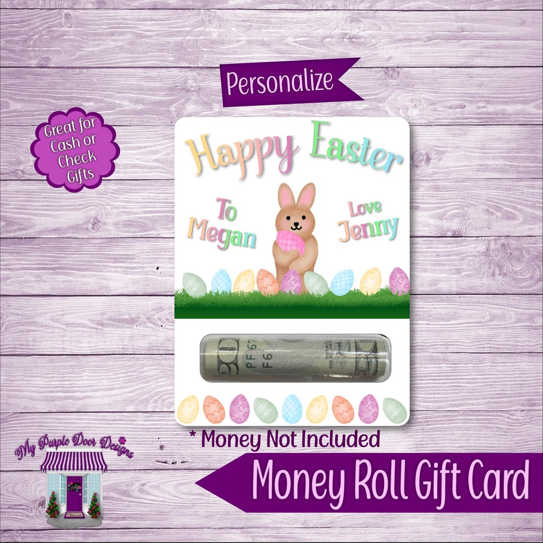 Happy Easter Bunny Money Gift Holder, Personalize Cash or Check Roll ...