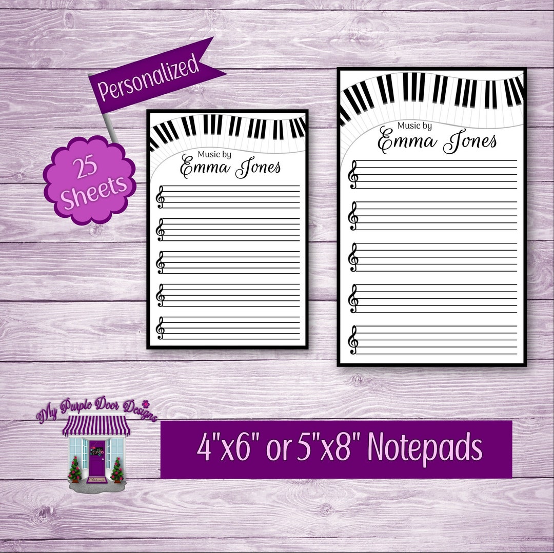 Personalized Piano Sheet Music Notepad Custom Memo Pad for Music Lovers ...