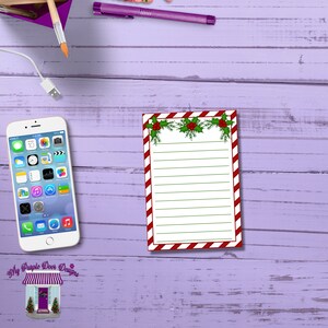 4"x6" Holly, Candy Cane Border Lined Notepad, 25 Sheets, to Do List ...
