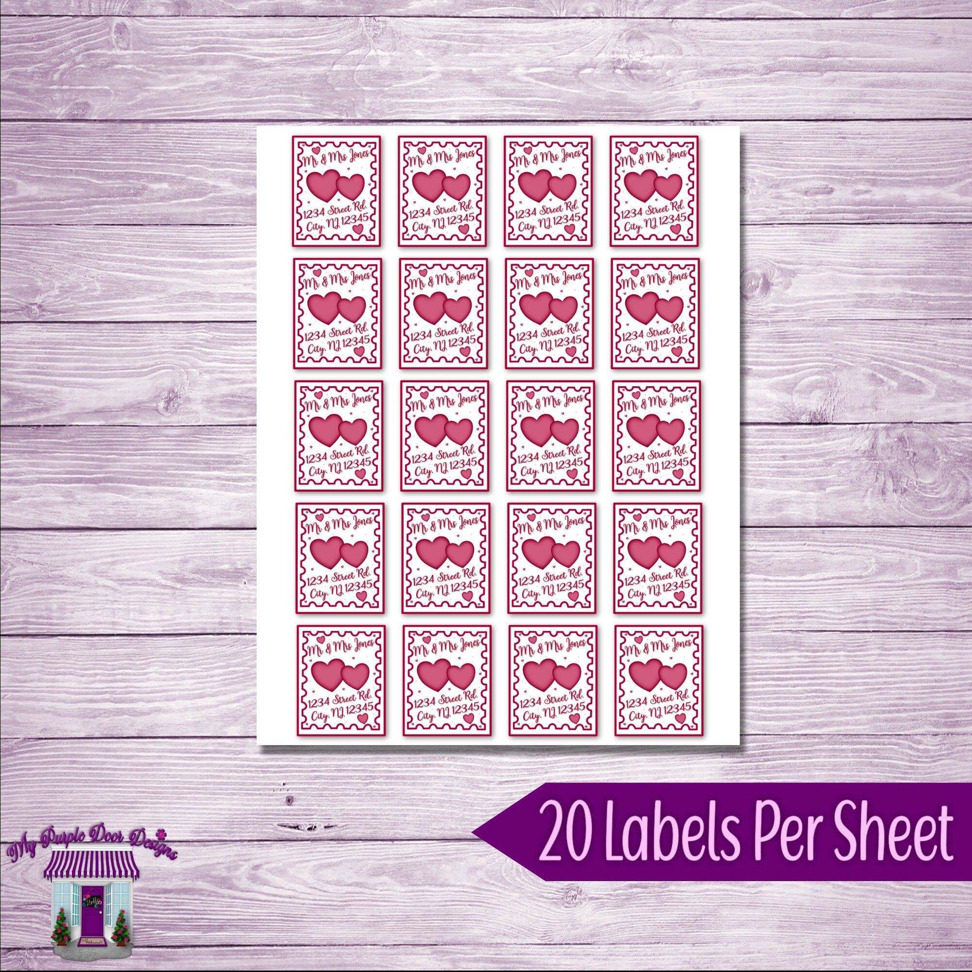 Personalized Return Address Labels, Hearts Stamp Custom Address ...