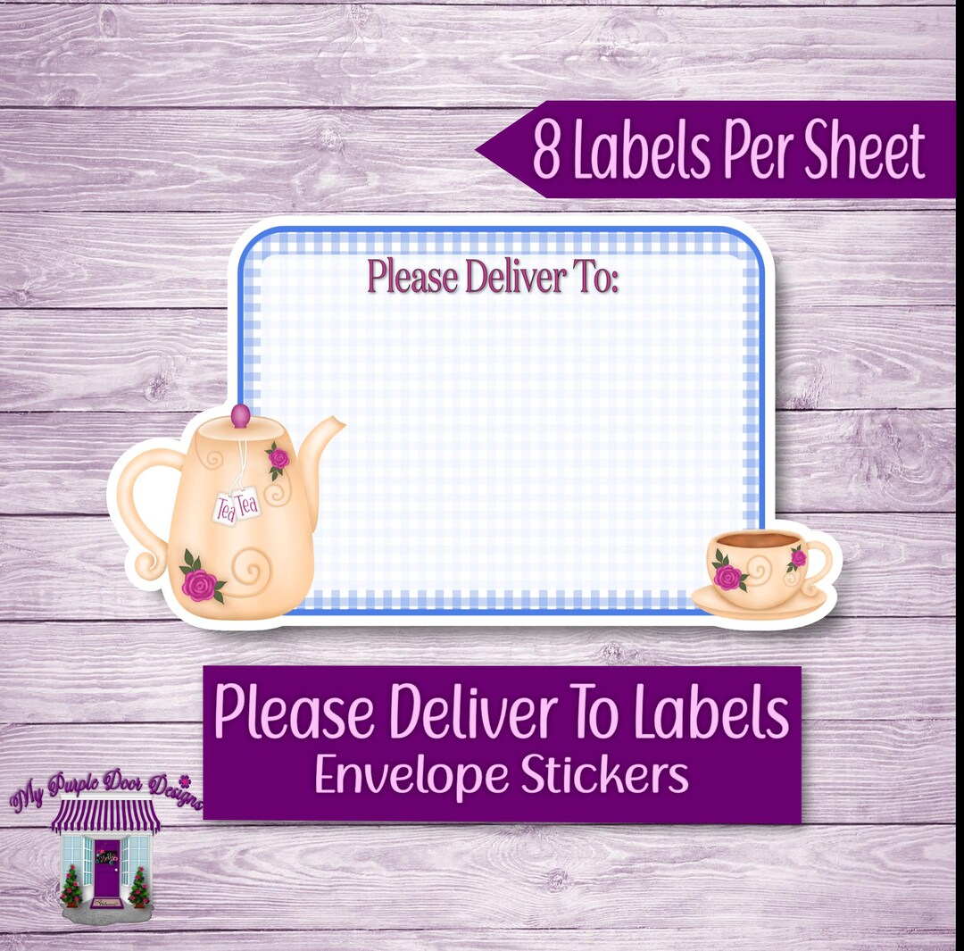 Tea Party "please Deliver To" Labels, Snail Mail Stickers, Envelope ...