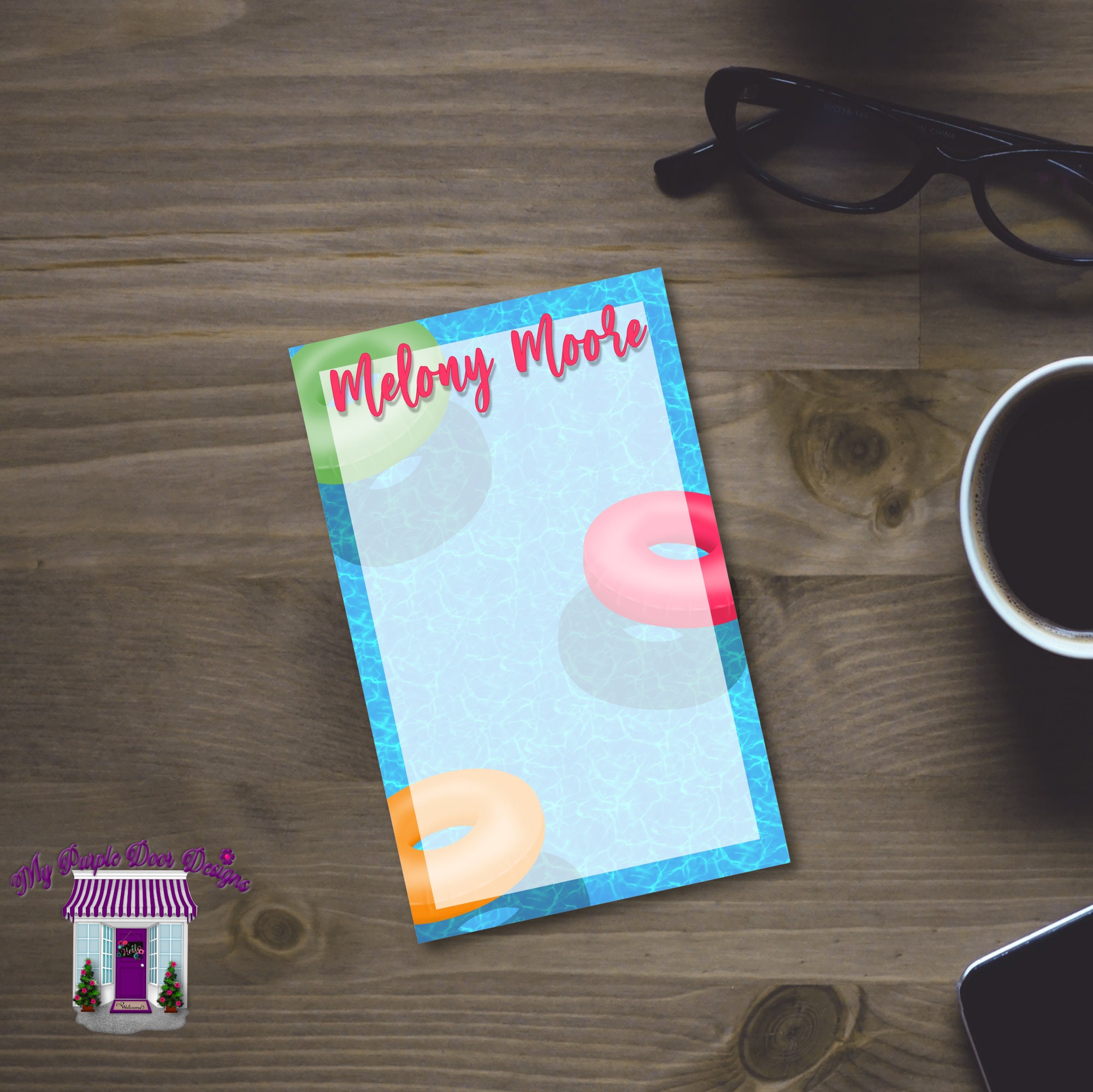 Pool Floats Notepad Personalized Memo Pad, Choice of Size - 3.5"x4", 4 ...