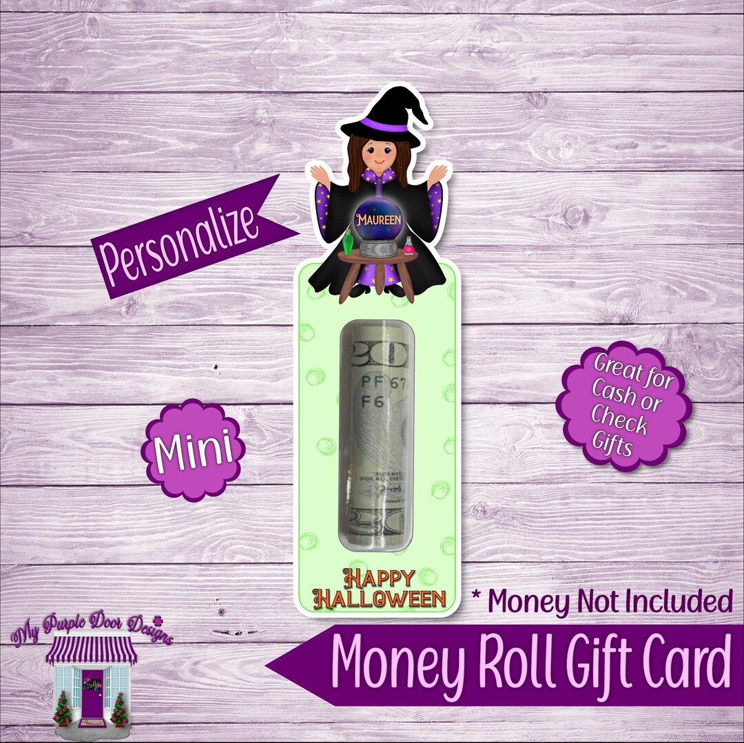 Cute Witch Mini Money Gift Holder, Personalize Cash or Check Roll ...