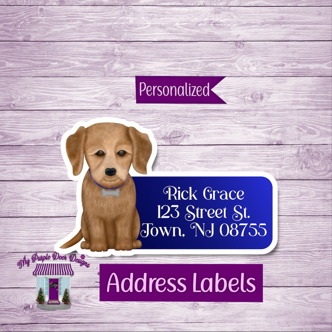 Dog, Puppy Return Address Labels, Personalized Mailing Address Stickers ...