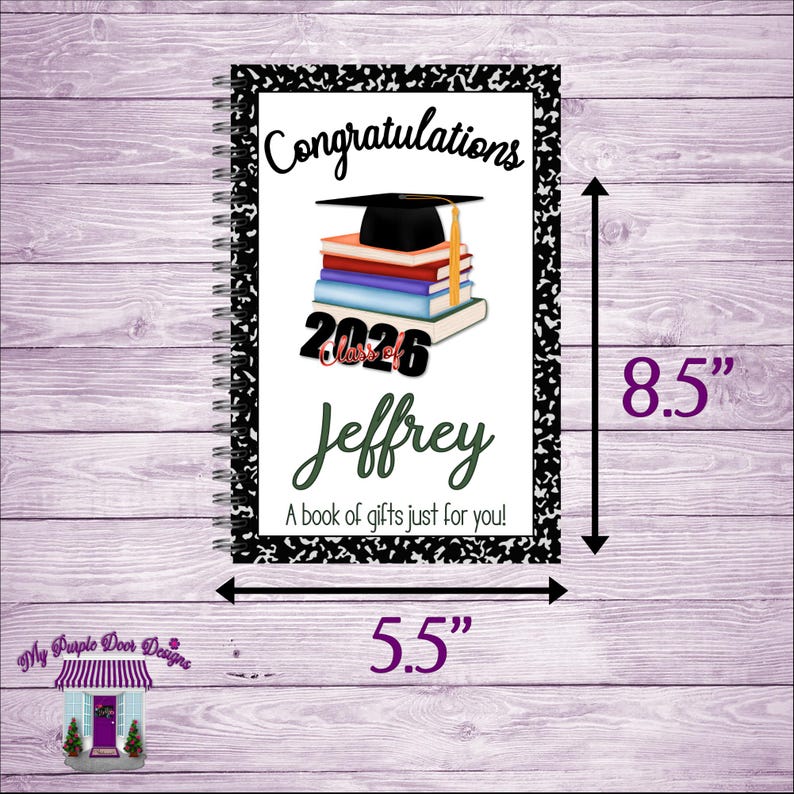 Graduation Gift Card Book, Personalized Printed & Bound 5.5" X 8.5 ...