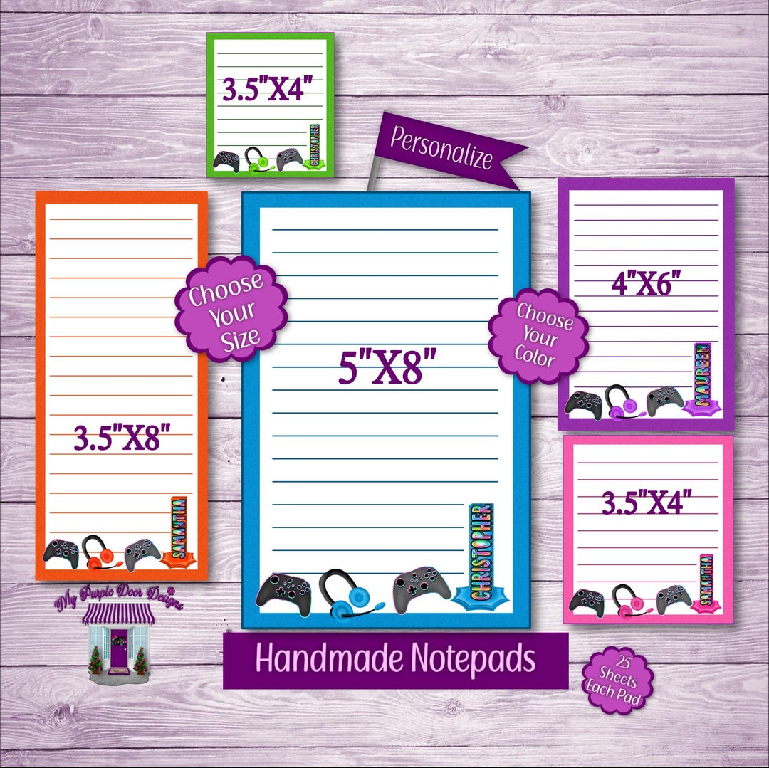 Gamer Notepads: Personalizable Memo Pads, Choose Color & Size, Cute ...