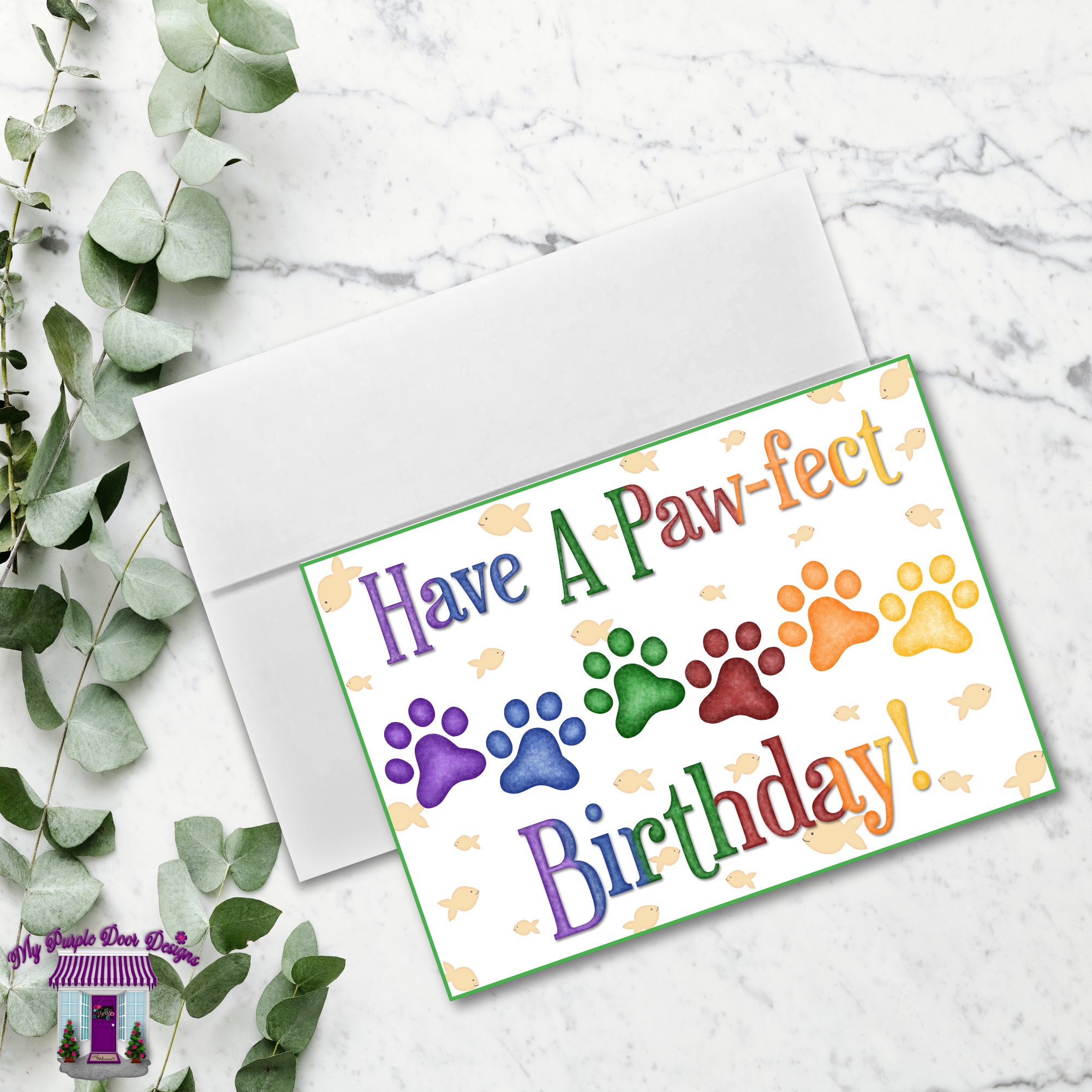 Have a Paw-fect Birthday Greeting Card 5x7 Card With - Etsy