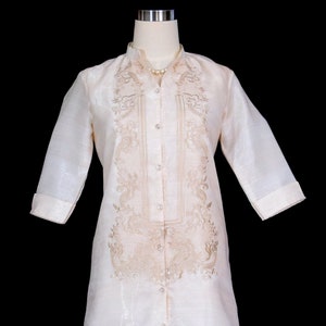 Barong Dress Embroidered Filipiniana Formal Baro Elbow Cuffed Sleeves ...
