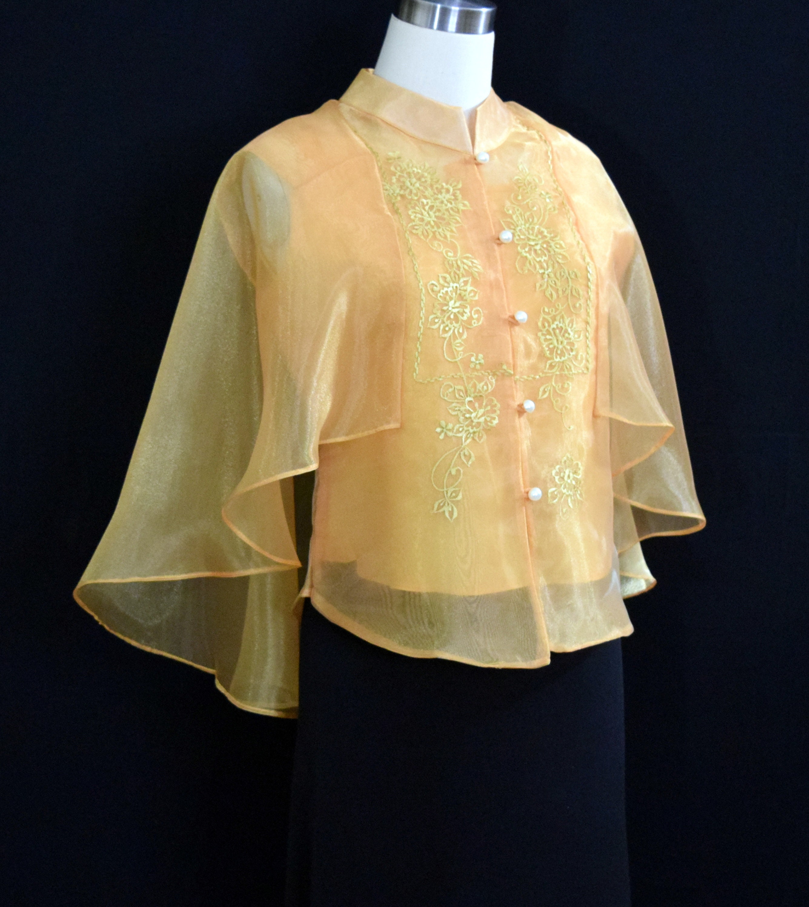 Women's Cape/poncho Formal Embroidered Gold Barong With | Etsy Canada