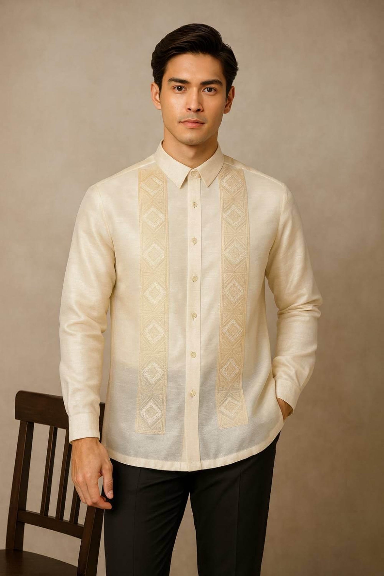 Full-open Barong Tagalog Filipino Formal National Costume #1095 - Etsy