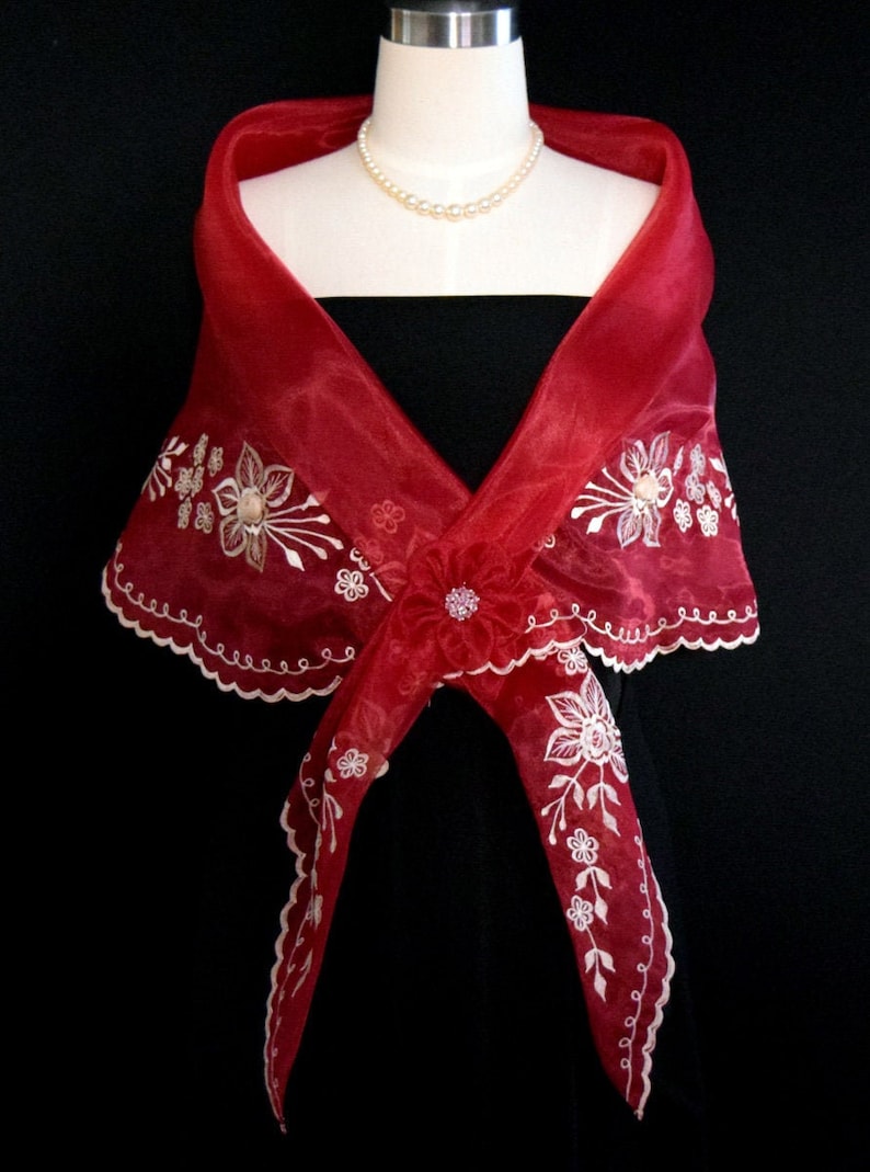 Filipiniana Alampay Barong Tagalog Mestiza Burgundy Embroidered Shawl ...