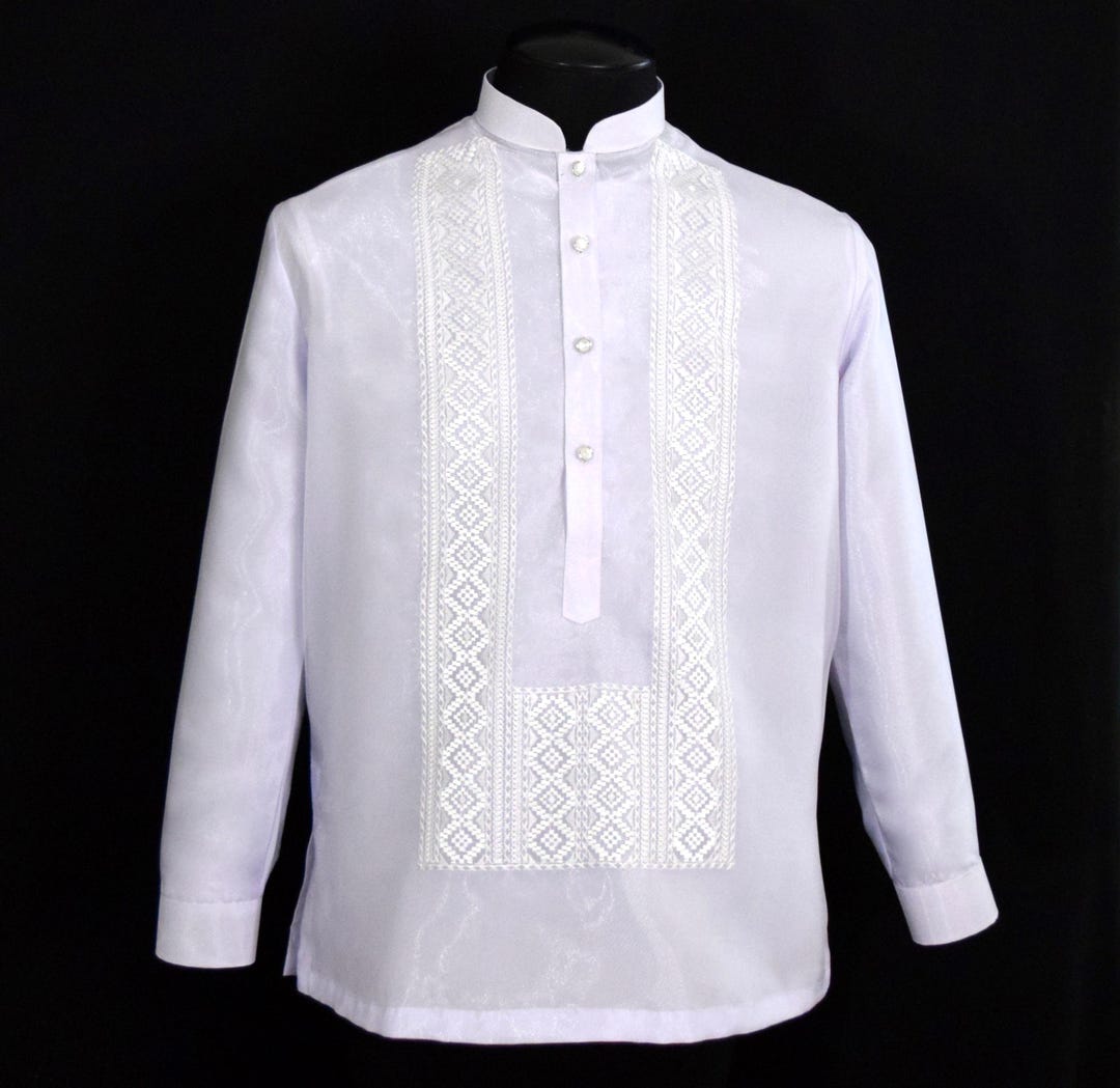 White Barong Tagalog Filipino Formal Shirt | Philippine National ...