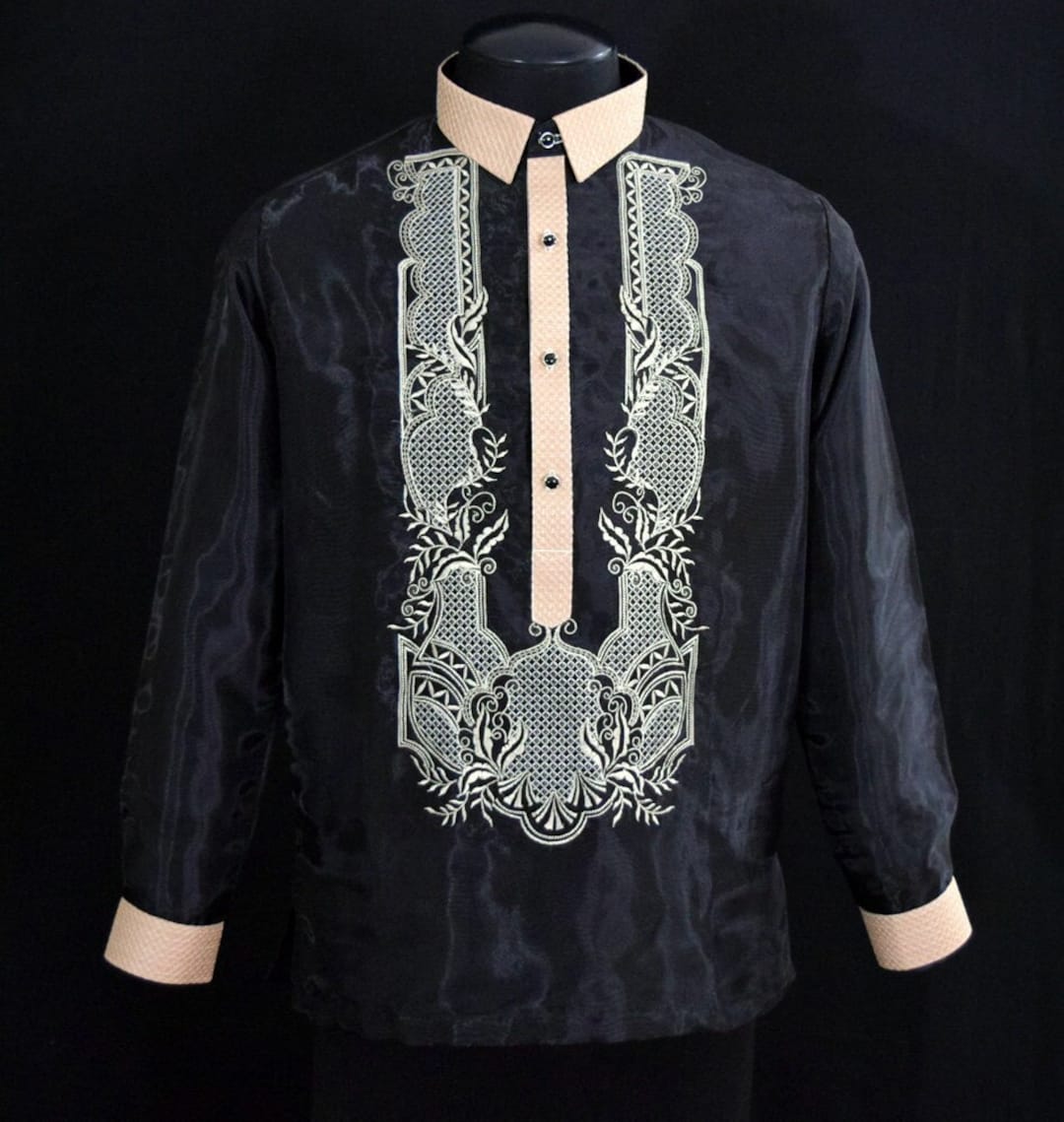 Barong Tagalog Black Filipino Formal Shirt | Philippine National ...