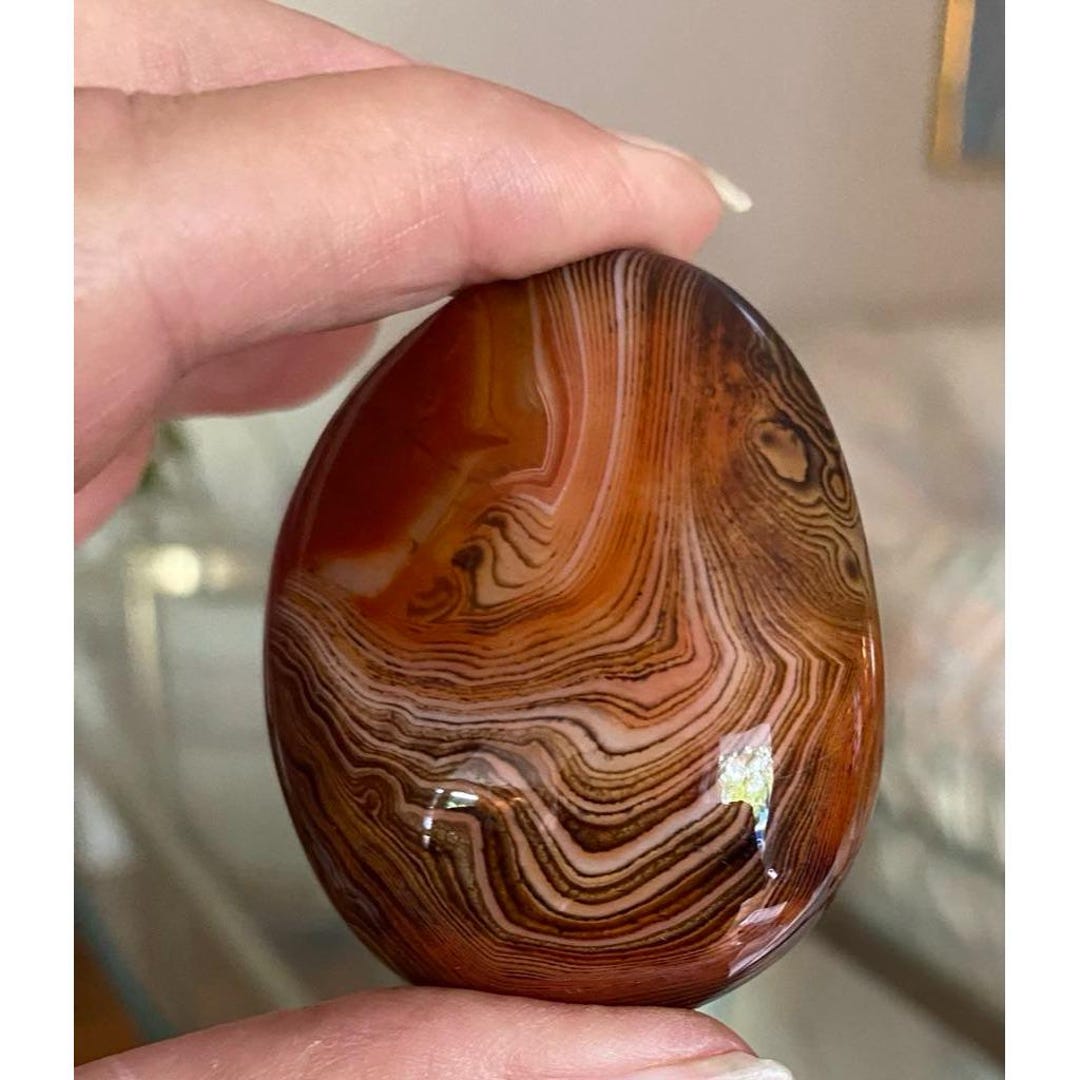 Sardonyx Palm Stone 2.4" X 1.9" Polished Gemstone With Unique Natural ...