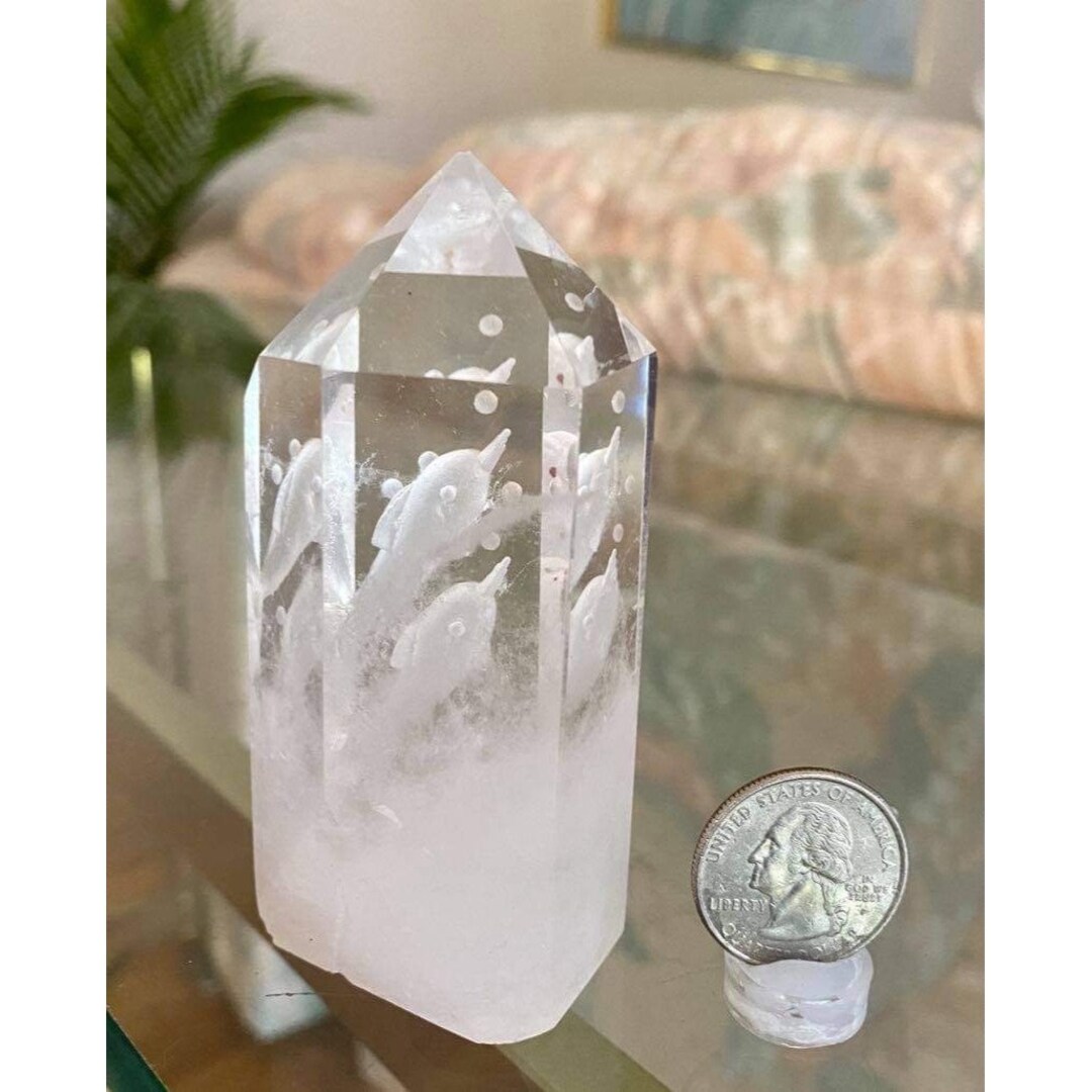 Quartz Point W/dolphin Etching 1.7" X 3.5" #8425 Sale - Etsy