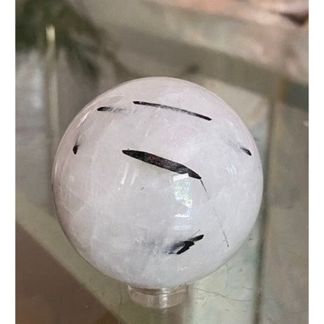 Black Tourmaline in Milky Quartz Sphere 51mm W/stand 451 - Etsy