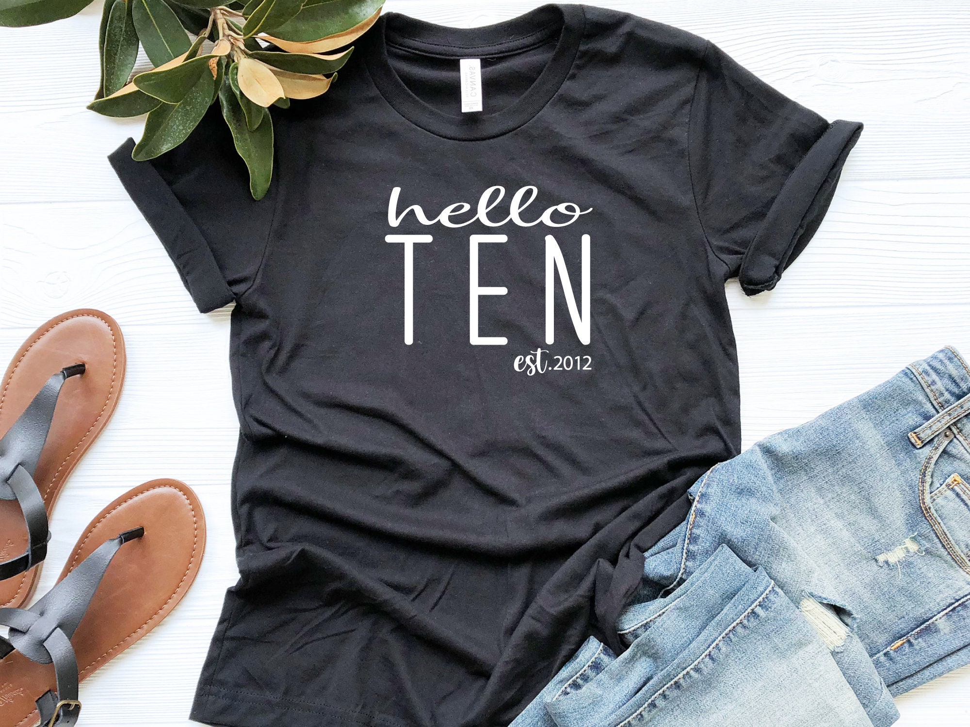 Hello Ten Shirt 10th Birthday Shirt Est 2012 Shirt Tenth | Etsy