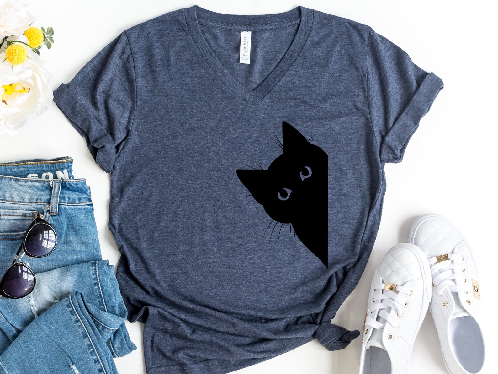 Black Cat Shirt Cat Lover Shirt Cat Lover Gift Cats Hiding | Etsy