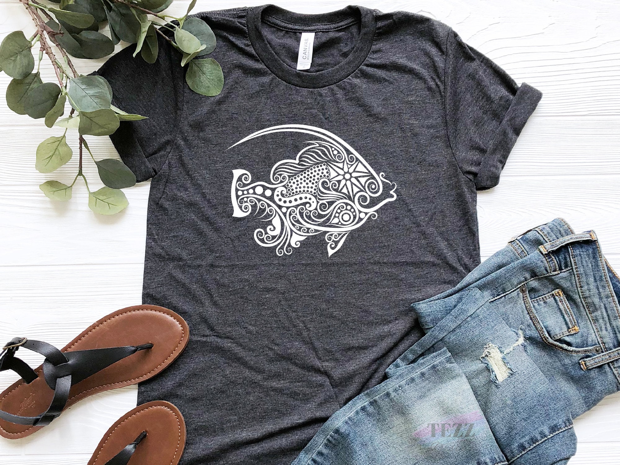 Fish Shirt Floral Fish Tshirt Fishing Shirt Fish Lover - Etsy