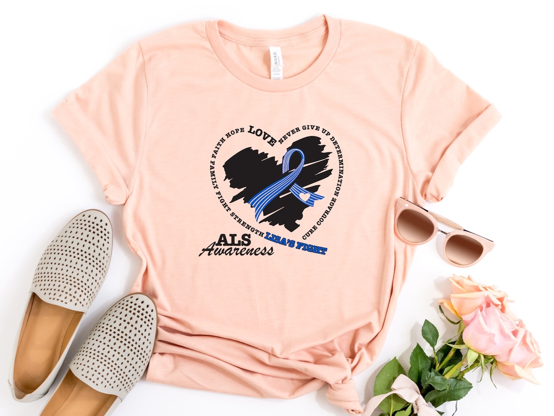 Personalized ALS Shirt, ALS Awareness Shirt, Blue Ribbon Shirt, ALS ...