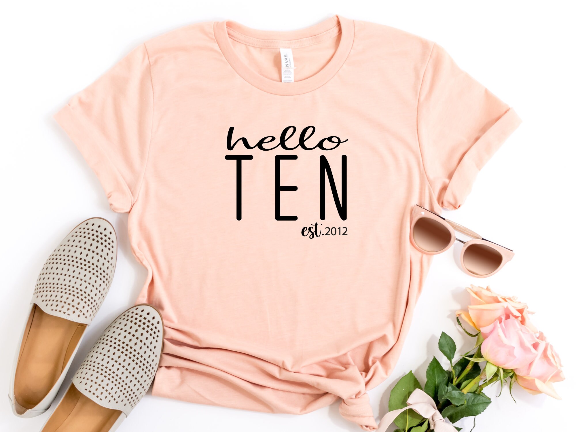Hello Ten Shirt 10th Birthday Shirt Est 2012 Shirt Tenth | Etsy