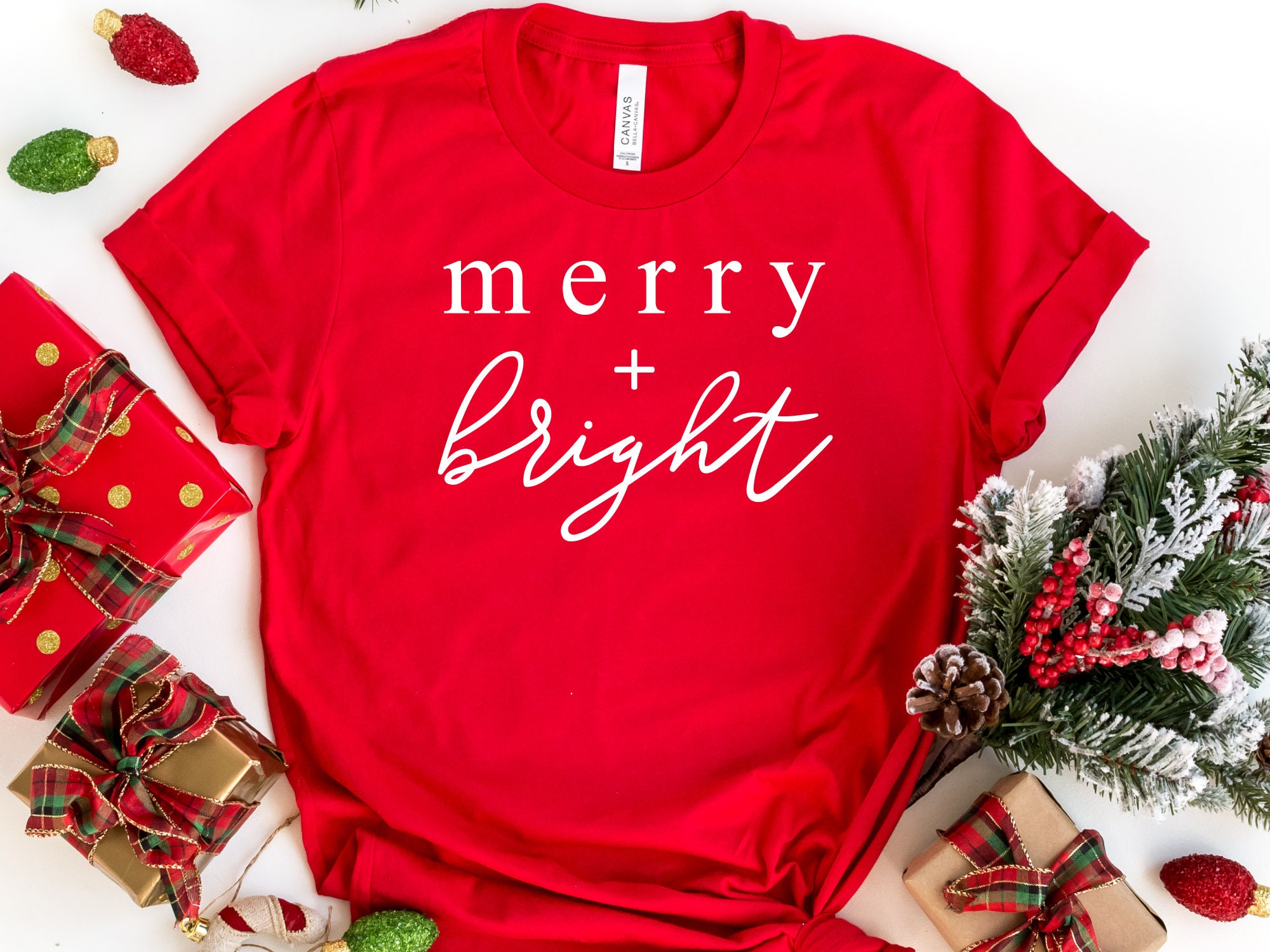 Merry Bright Shirt, Christmas Shirt, Merry and Bright, Holiday Shirt ...