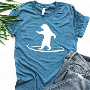 Surf Shirt, Surf Board Shirt, Funny Bear Shirt, Beach Shirt, Gift for ...