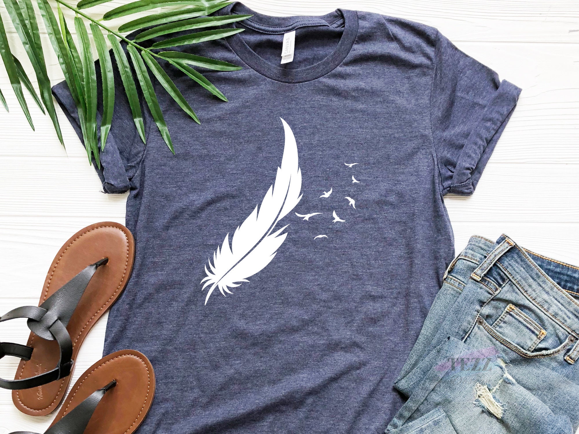 Feather Shirt Feather Birds Shirt Graphic Tee Gift For Bird | Etsy