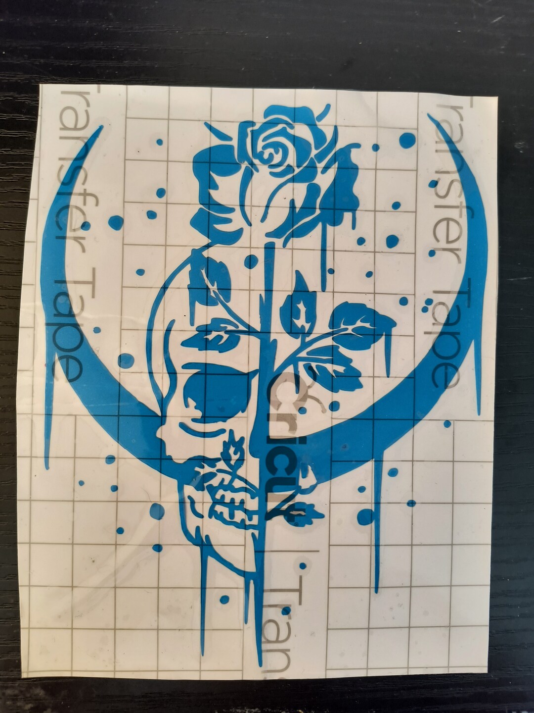 Dripping Moon Skull Rose Flower Creepy Vinyl Sticker - Etsy