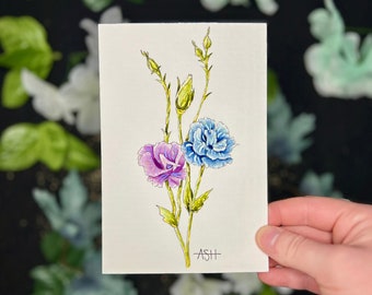 Flowersline and Wash Watercolor & Ink Original/wall Art/still Life ...