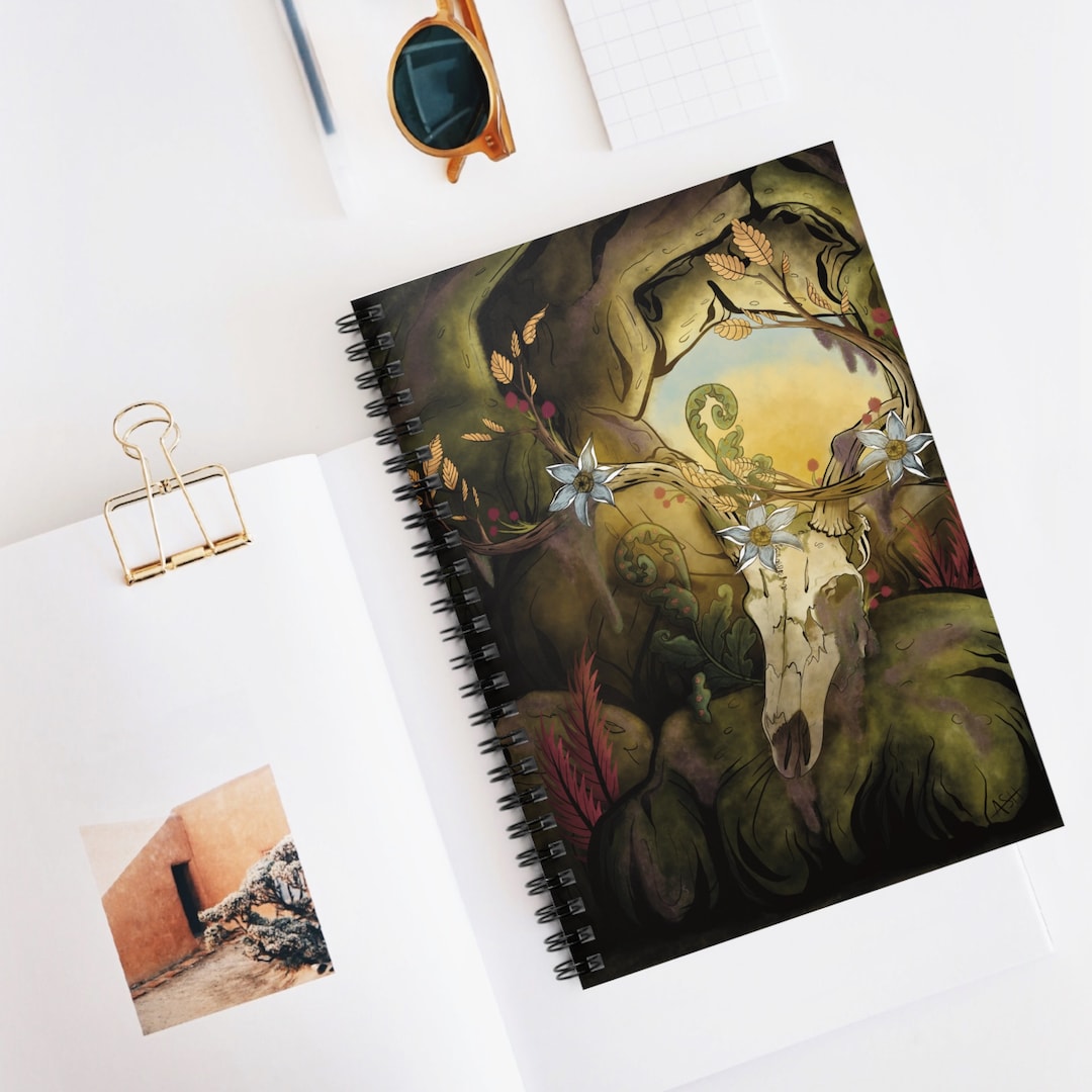 Deer Skull Notebook, Nature Notebook, Flower Notebook, Lined Notebook ...