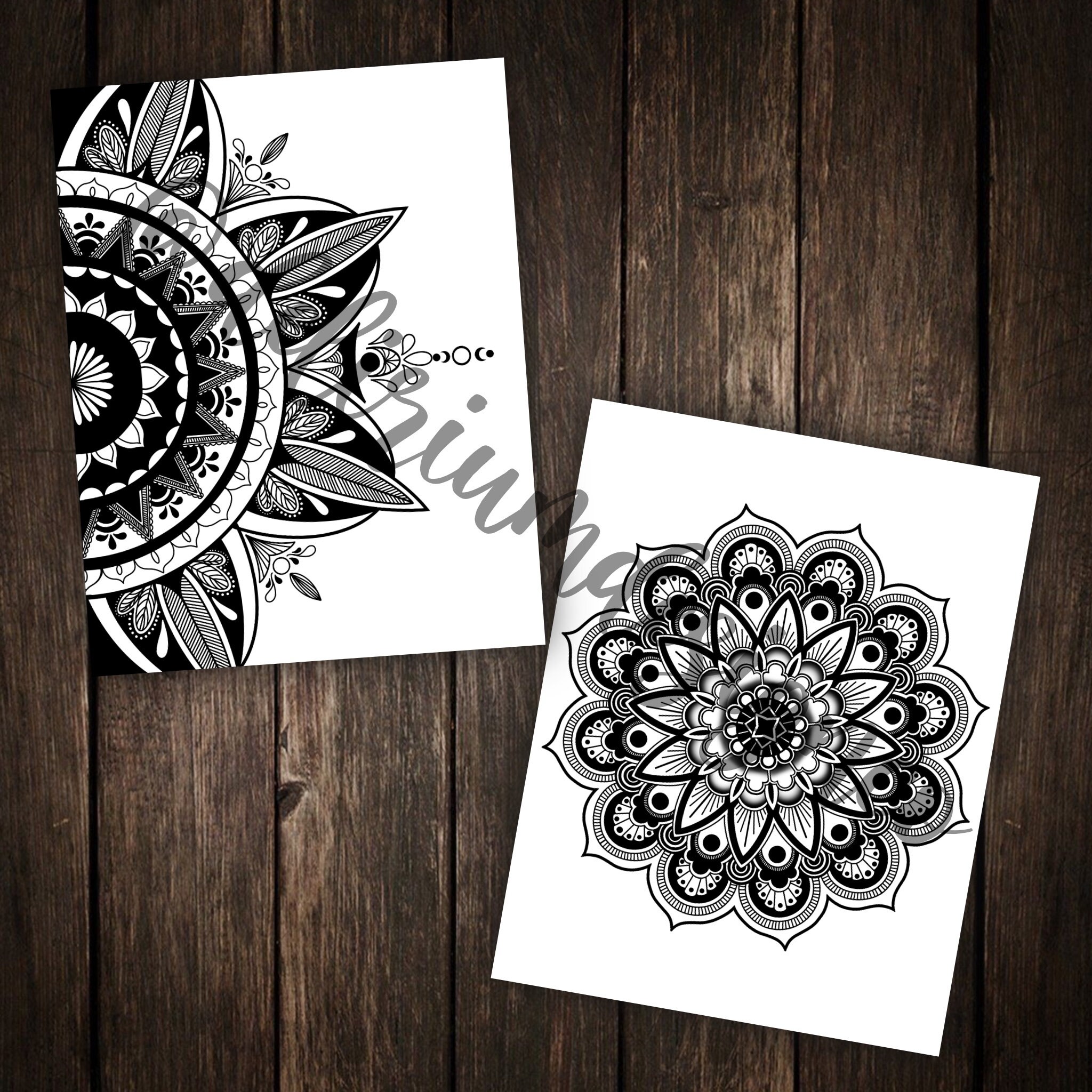 5 Printable Coloring Pages - Mandela Style Coloring Pages - Etsy