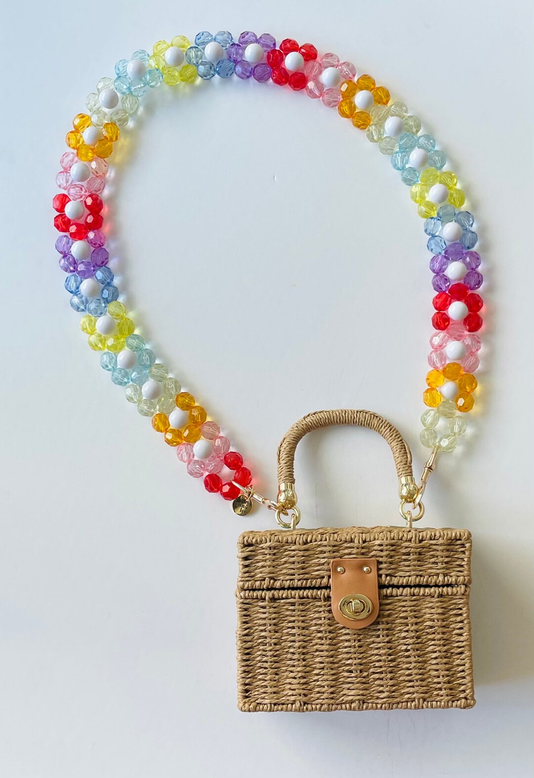 Custom Colorful Beaded Flower Purse Strap Crossbody Multicolor Beaded ...