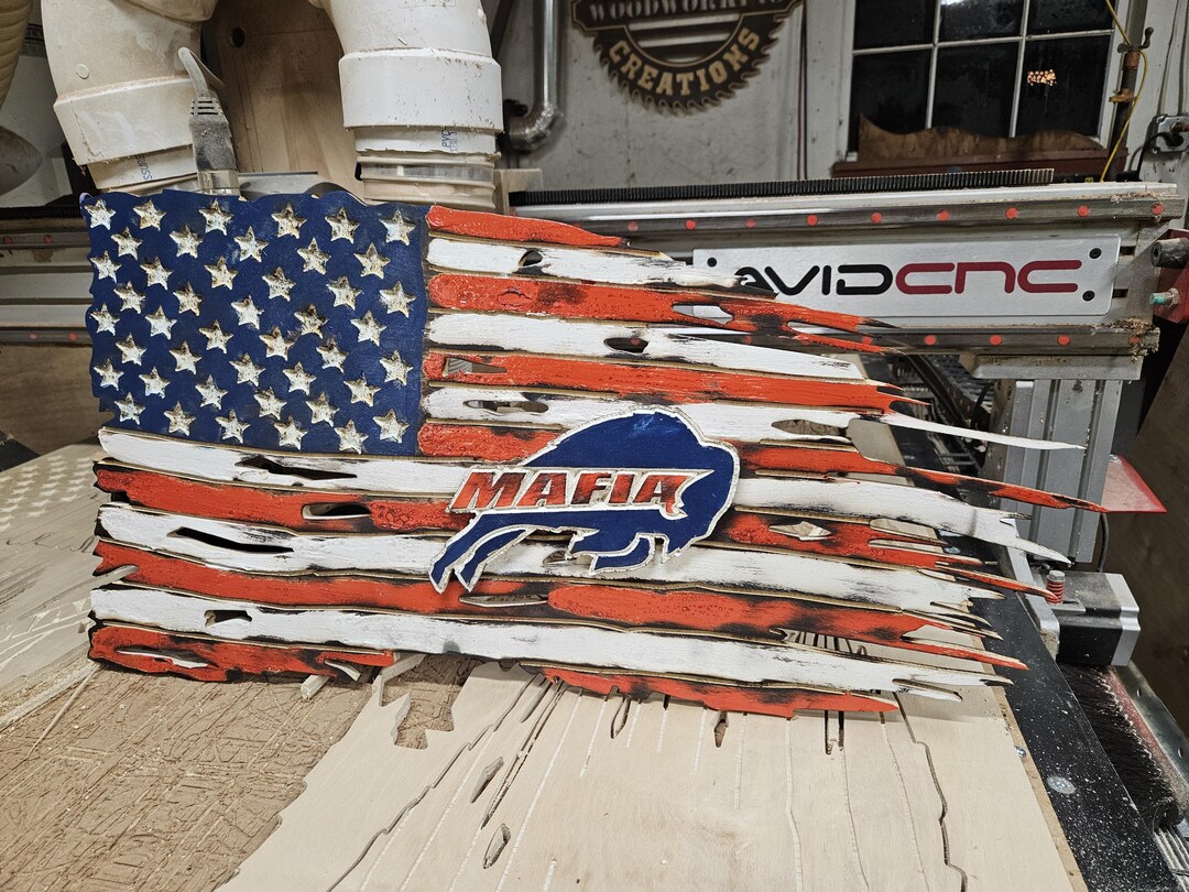 Wooden Tattered Bills Mafia Flag With 3d Logo. Hand Painted 15x30 ...