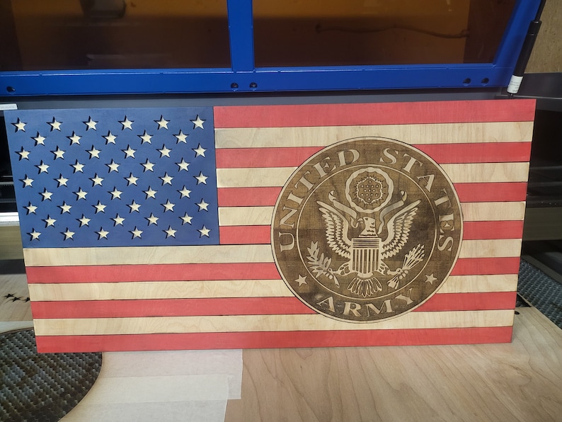 SVG Laser Cut File US Army Stacked Flag SVG and Lightburn File - Etsy ...