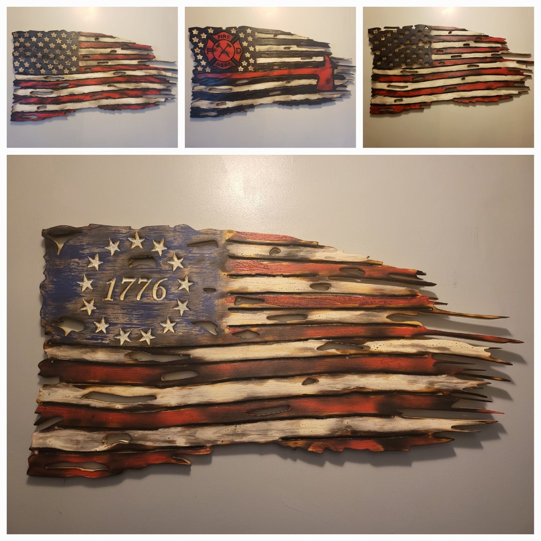 SVG Tattered Flag Bundle SVG Dfx Cut File for CNC and Laser - Etsy