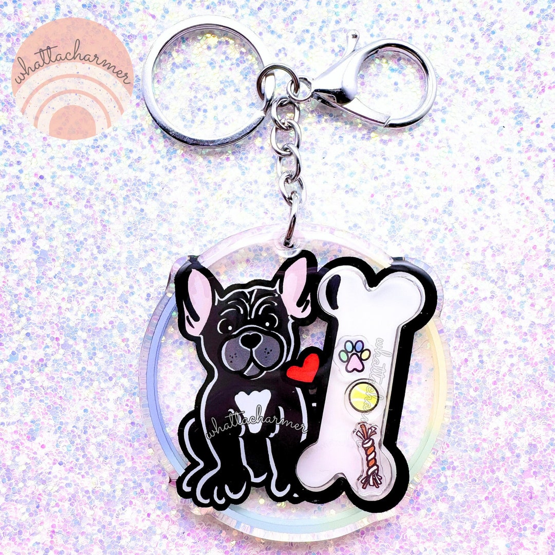 Black French Bulldog Keychain, Frenchie Dog Keyring, Frenchie Dog Mom ...