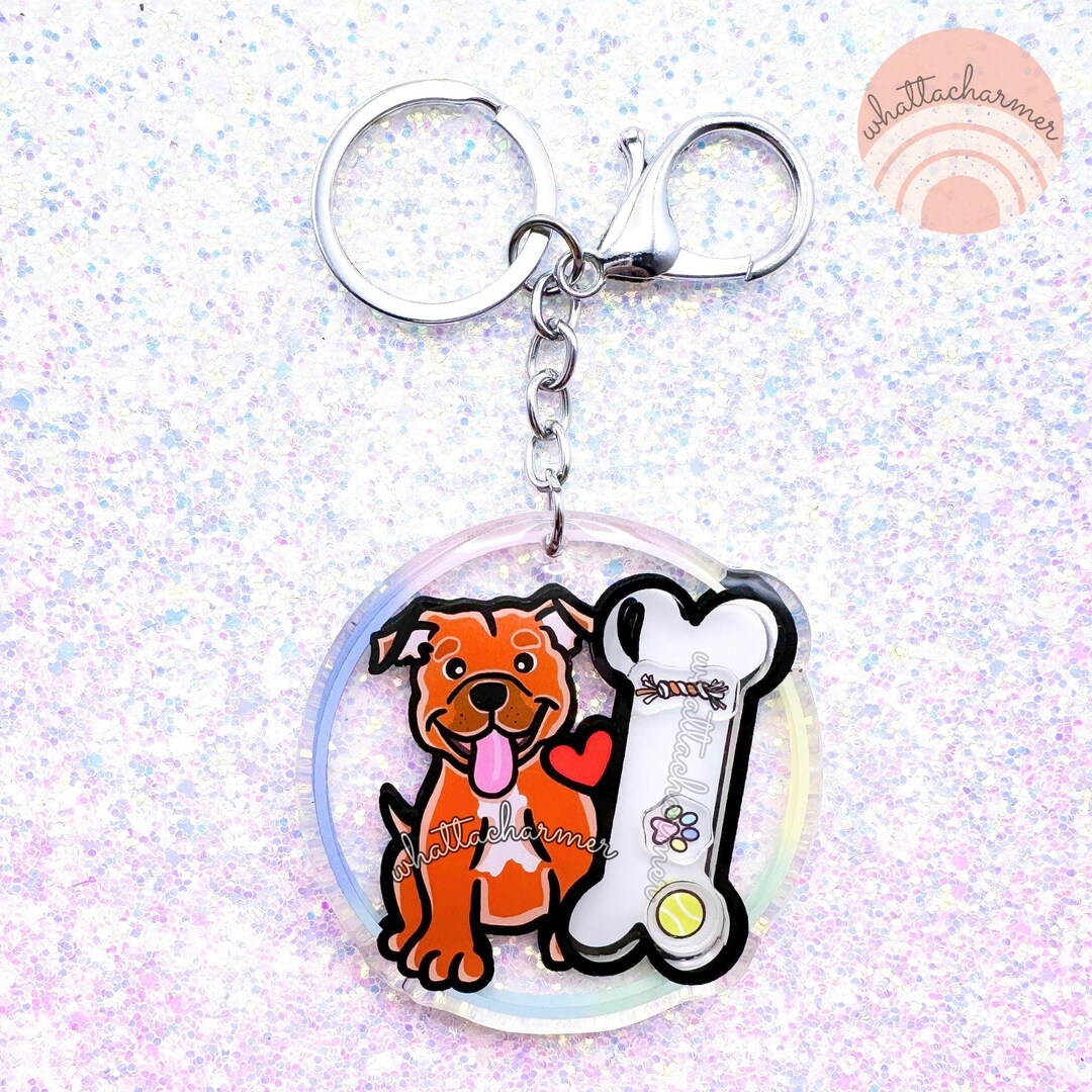 Red Staffordshire Bull Terrier Keychain, Staffy Keyring, Staffy Bull ...
