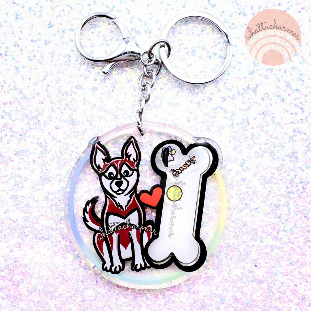 Red Alaskan Klee Kai Keychain, Red and White Alaskan Klee Kai Dog Key ...