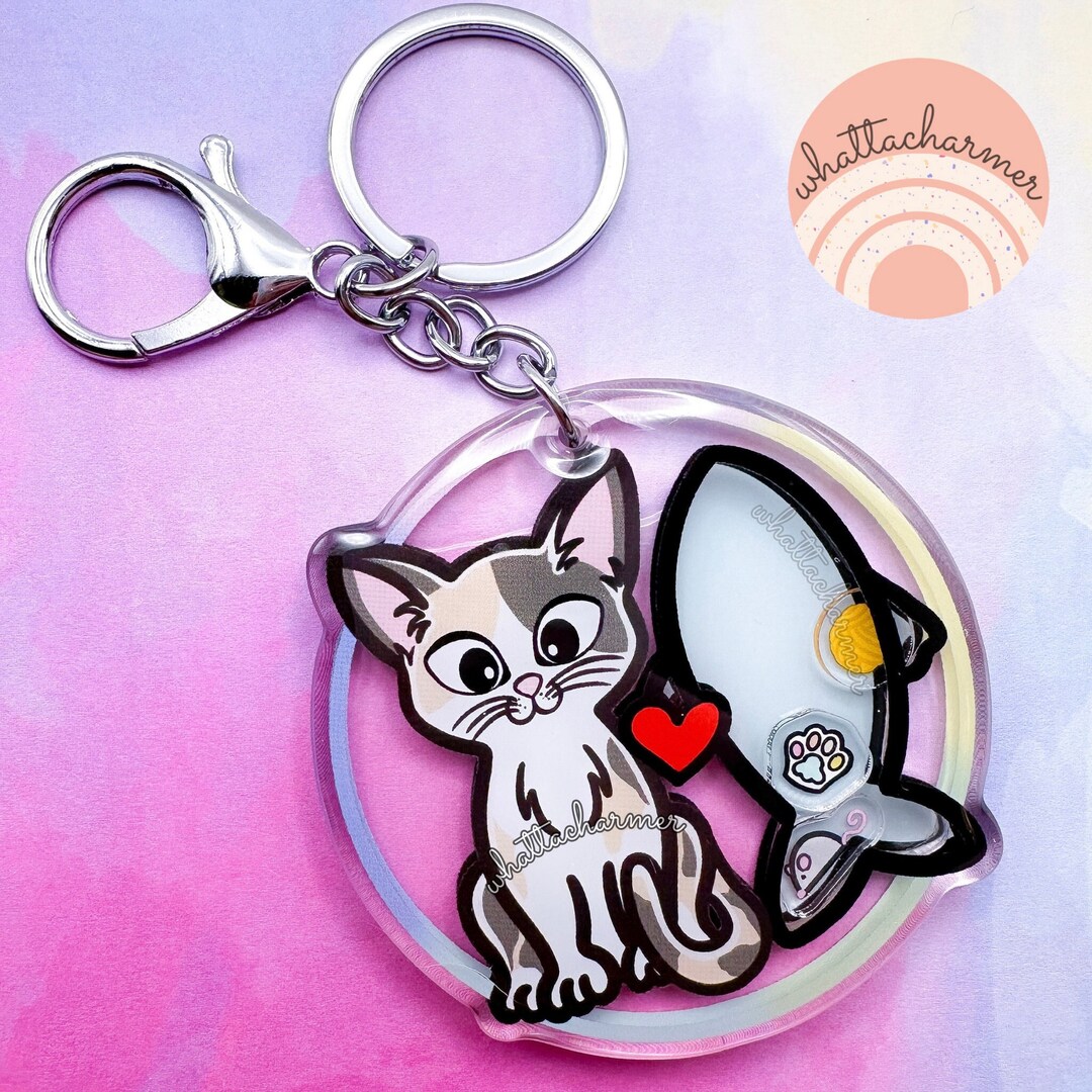 Shorthaired Diluted Calico Cat Keychain, Calico Kitty Key Ring, Calico ...