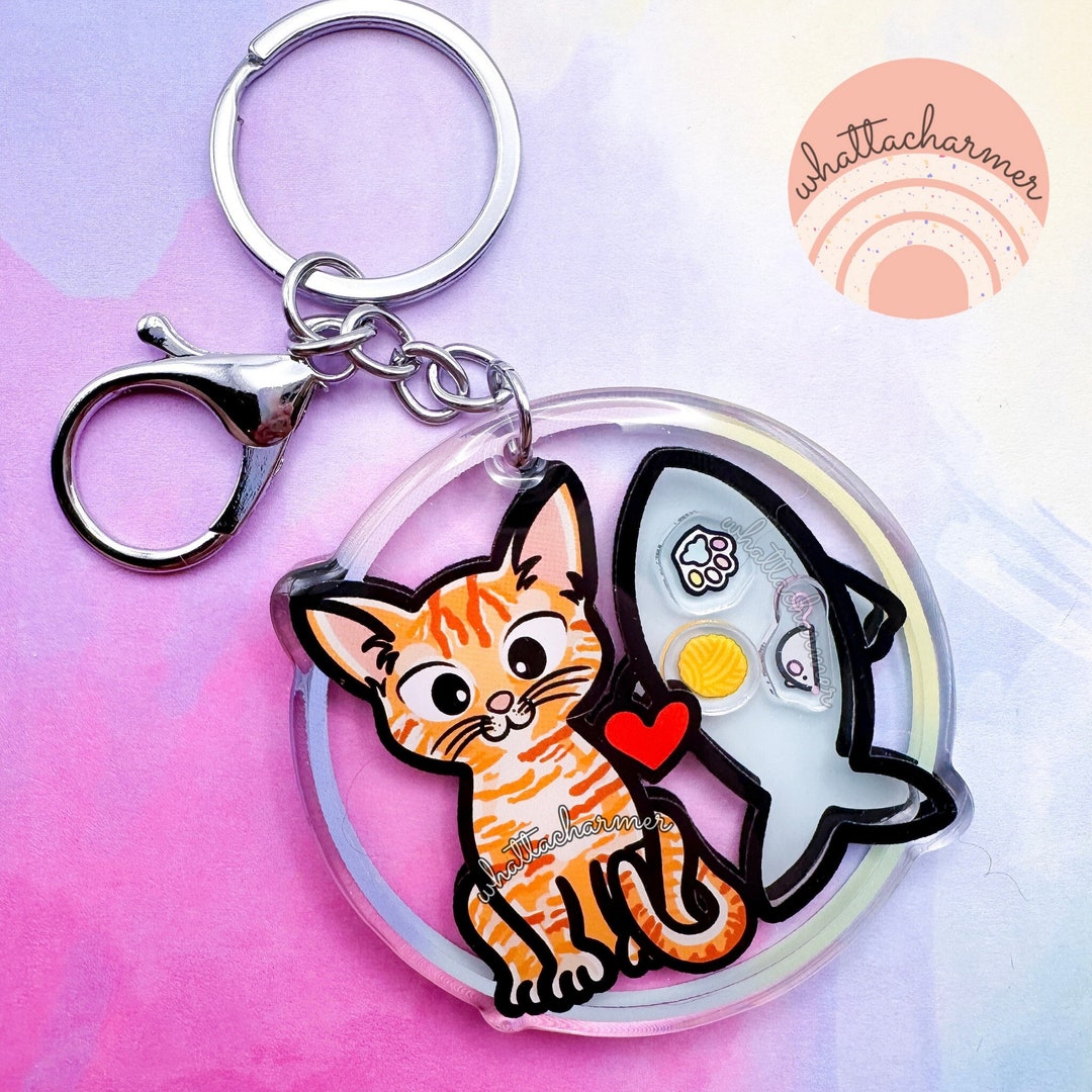 Shorthaired Orange Tabby Cat Keychain, Ginger Cat Key Ring, Orange and ...
