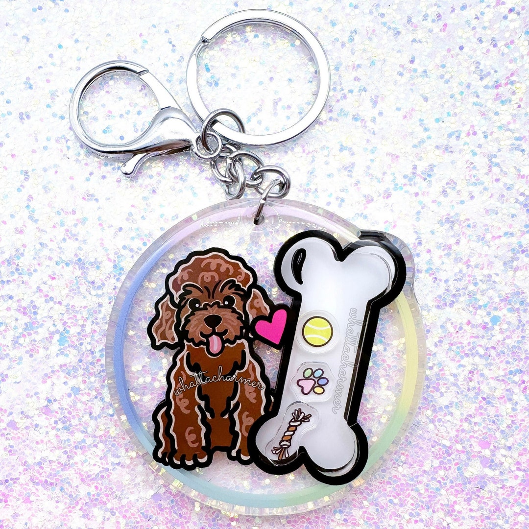 Brown Toy Poodle Acrylic Keychain, Toy Poodle Mom Keyring, Toy Poodle ...