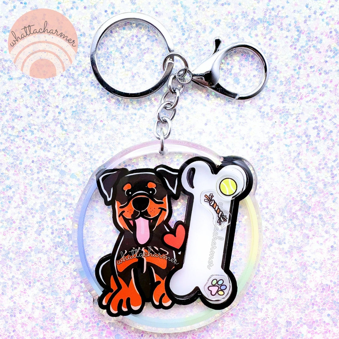 Black and Mahogany Rottweiler Keychain, Rottie Dog Keyring, Rottweiler ...