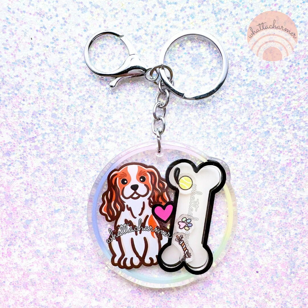 Blenheim Cavalier King Charles Spaniel Keychain, Cavalier Dog Keyring ...
