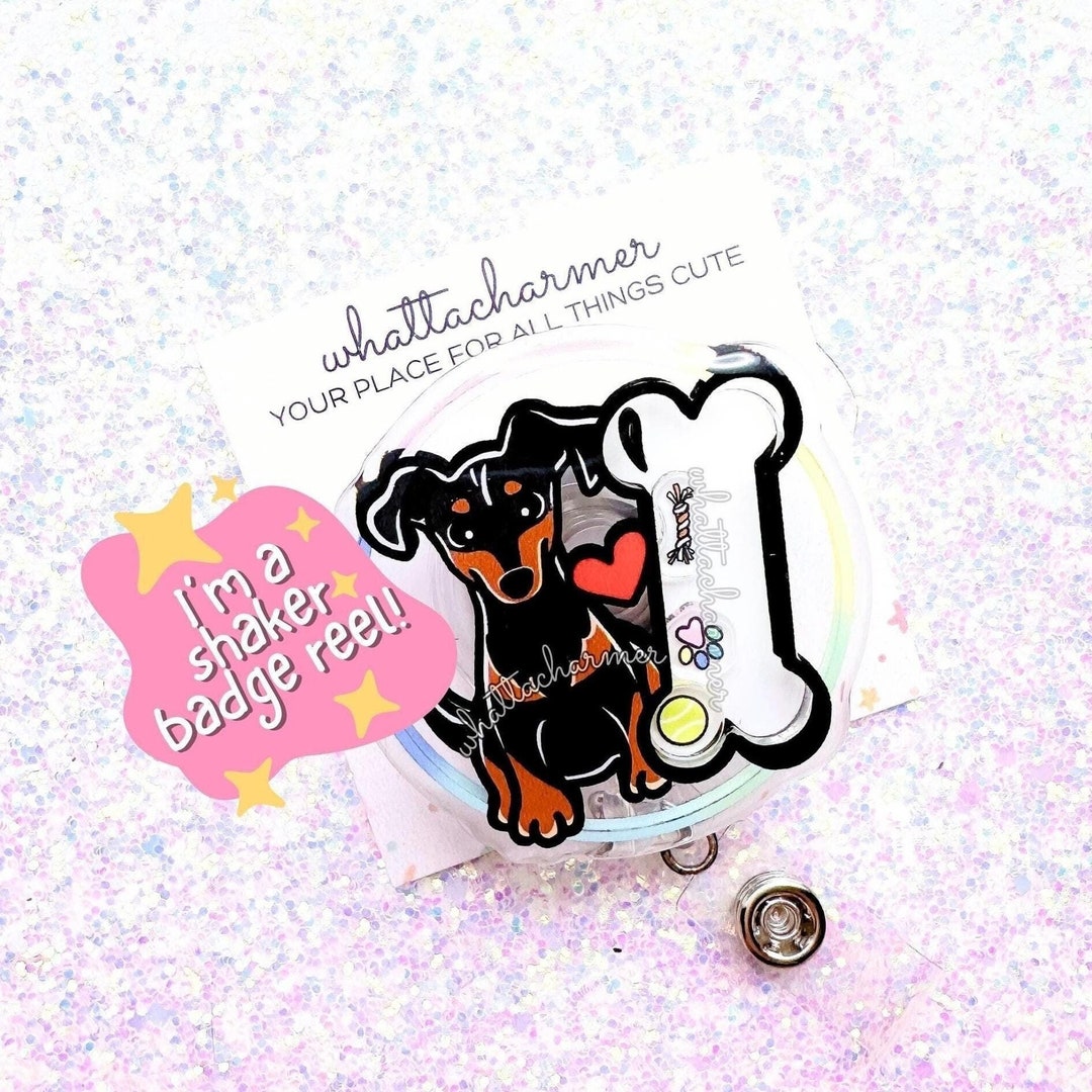 Black and Tan Chiweenie Badge Reel, Black Tan Chiweenie Badge ...