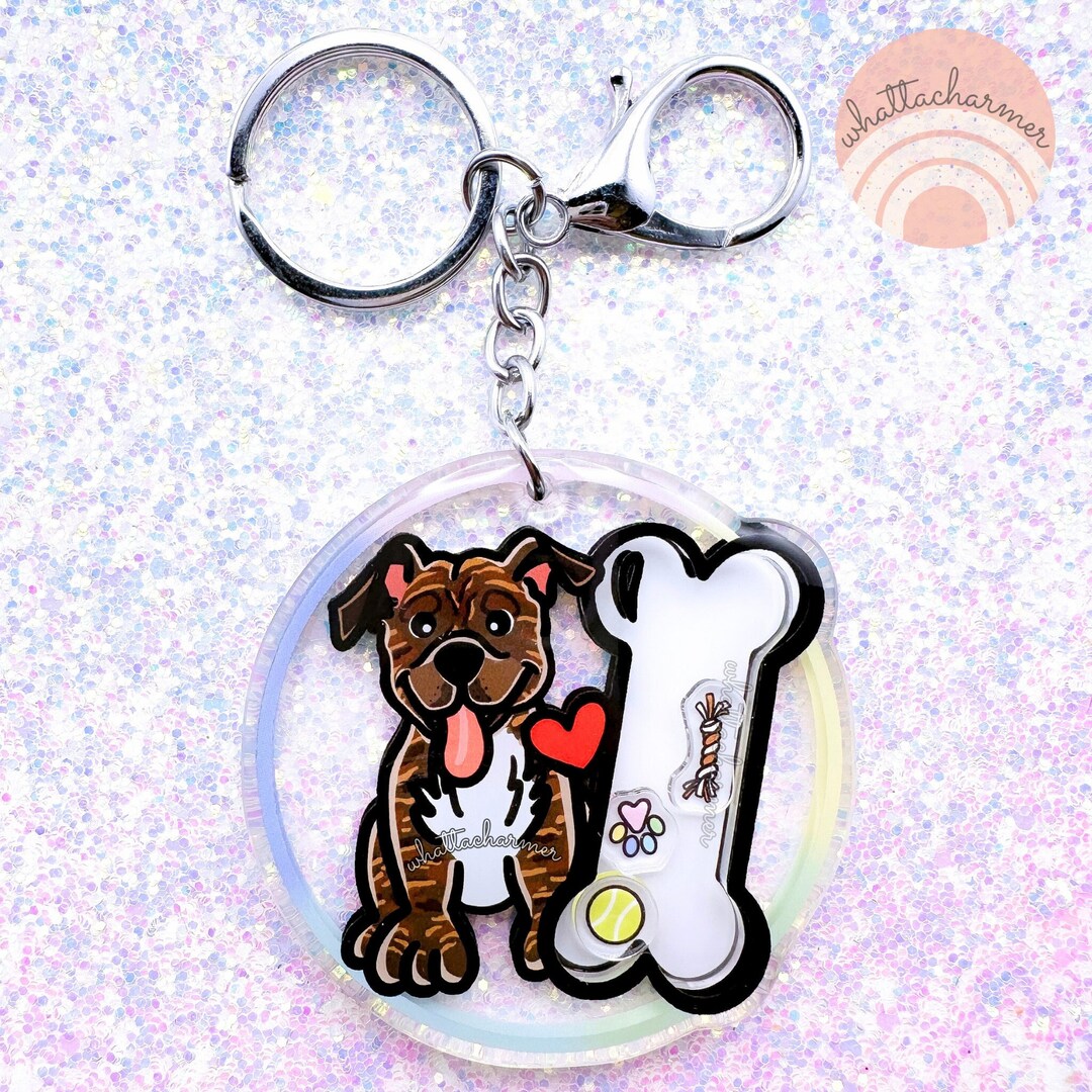Brown Brindle Pitbull Keychain, Pitbull Dog Keyring, Pitbull Puppy ...