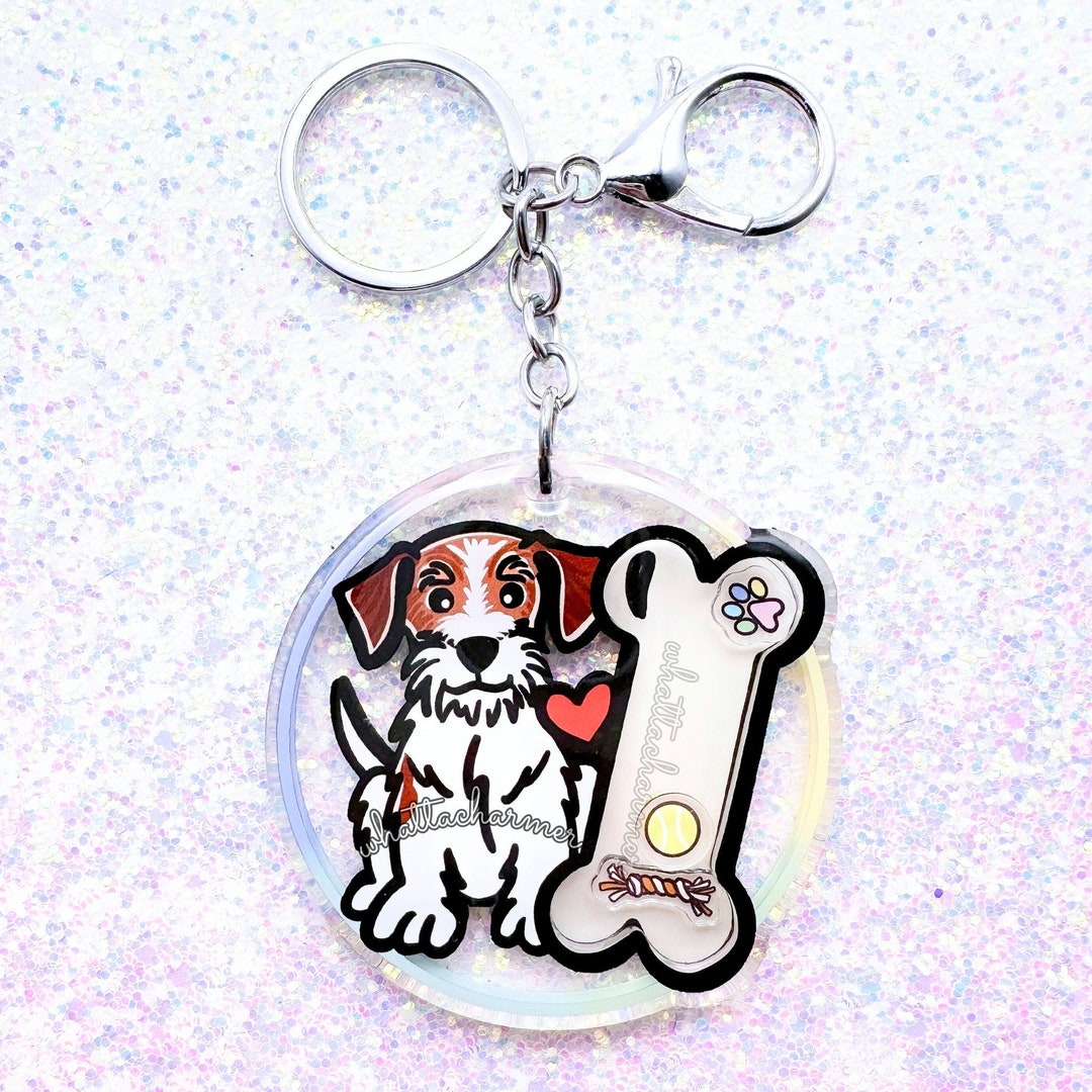 Rough Coat Jack Russell Keychain, Red and White Jack Russell Terrier ...