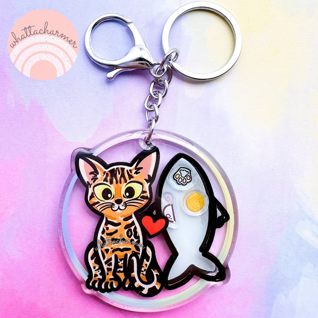Bengal Cat Acrylic Keychain, Bengal Kitten Keyring, Bengal Cat Mom ...