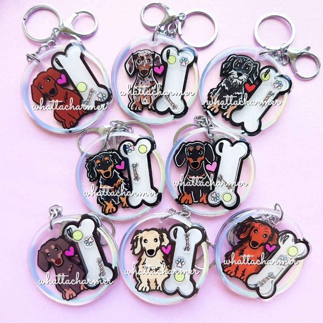 Dachshund Keychain Dog Acrylic Keychain Dog Breed Keychain - Etsy