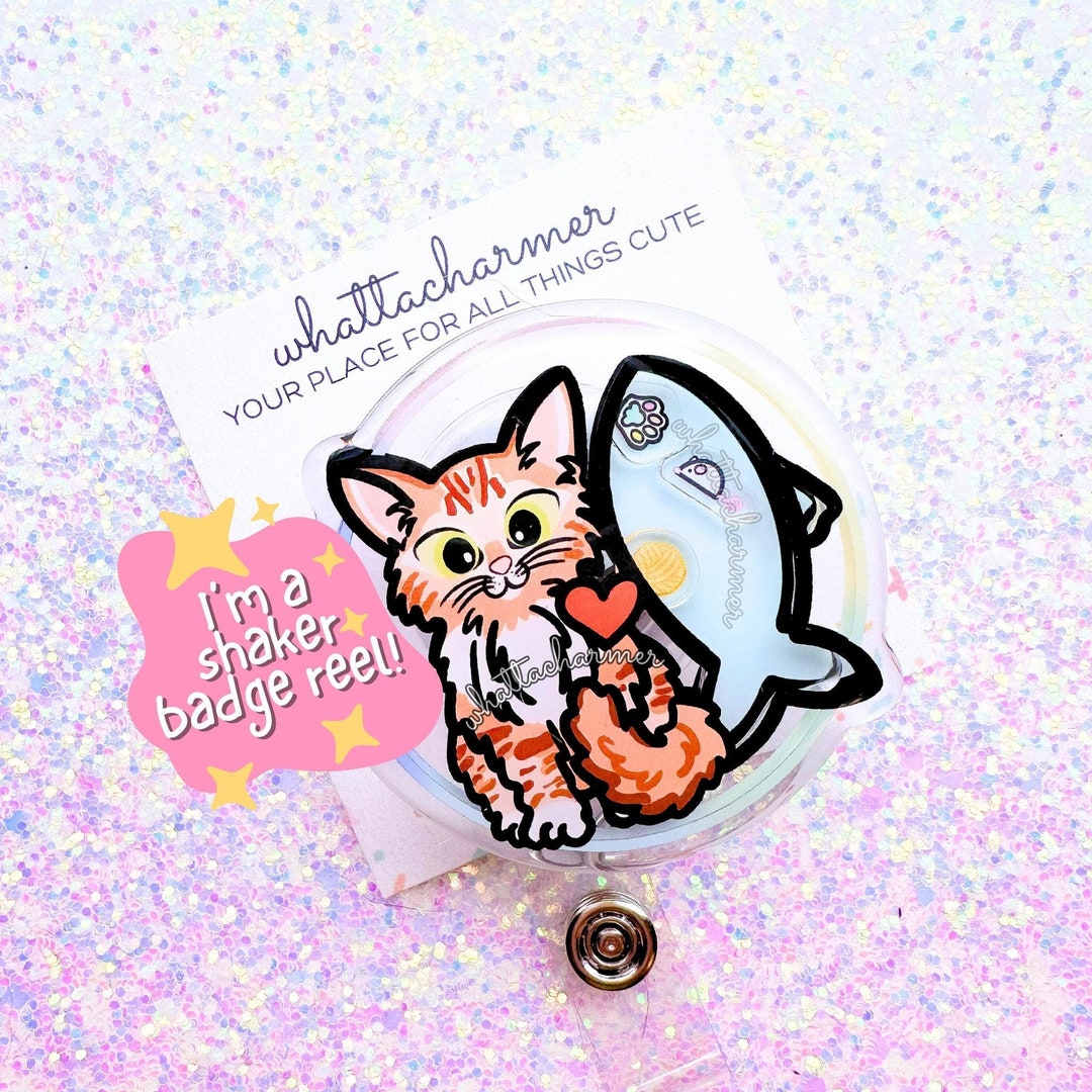 Longhaired Orange Tabby Cat Badge Reel, Orange Norwegian Forest Cat ...